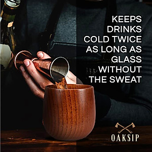 Oaksip The Original Wooden Bourbon Drinking Glass Bourbon Gifts for Men | Finished Wooden Old Fashioned Glass | Great Whiskey Gifts for Men, Dad, or Brother (2 Pack)