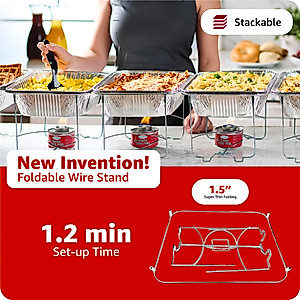 Disposable Chafing Dish Buffet Set, Food Warmers for Parties, Catering Supplies Buffet Display, Complete Premium Set, Half Size Single Pan, Warming Trays (6 Pack)