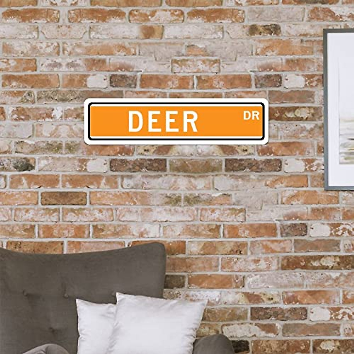 Metal Name Sign Deer Street Sign Street Warning Sign - Heavy Duty Rust-proof Metal Frame, Shipped from USA 4" x 16"
