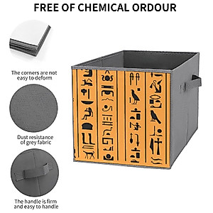 Egyptian Hieroglyphs Or Ancient Egypt Letters Collapsible Storage Cubes 6 Pack Cube Storage Bins with Handles 10.6"x10.6"x10.6" Closet Organizers for Shelves