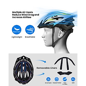 ILM Adult Men & Women Bike Bicycle Helmet, Lightweight Child Youth Mountain Road Cycling Helmets with Dial Fit Adjustment Model B2-21 (Ice Cream, XXL)