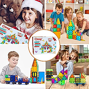 Bmag Magnetic Tiles, 100PCS Magnet Building Blocks for Kids , Stacking Building Set for Boys Girls, STEM Preschool Educational Learning Construction Toy with 2 Cars