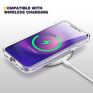 Diaclara iPhone 12 Mini Case - Full Body Rugged Case with Built-in Touch Sensitive Screen Protector, Soft TPU Bumper for iPhone 12 Mini 5.4" (Clear Glitter)