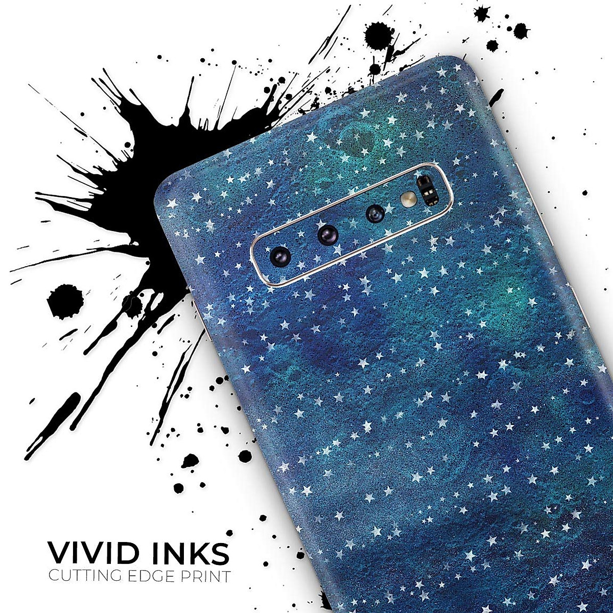 DesignSkinz The Grungy Blue Green Stars Surface Protective Vinyl Decal Wrap Skin Cover Compatible with The Samsung Galaxy S20 (Screen Trim & Back Glass Skin)