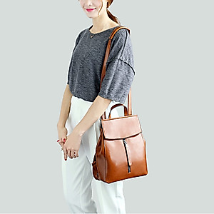 YALUXE Women's Genuine Leather Backpack Purse Fashion Shoulder Bag Handbag Daypack