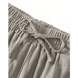 Weintee Women's Linen Crop Pants Capris with Pockets 2X Dark Khaki