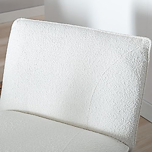 Ya-Home Modern Accent Chair, Upholstered Armless Living Room Chair Lounge Chair Sherpa Fabric with Black Metal Legs Guest Chair for Bedroom Reception Room, White