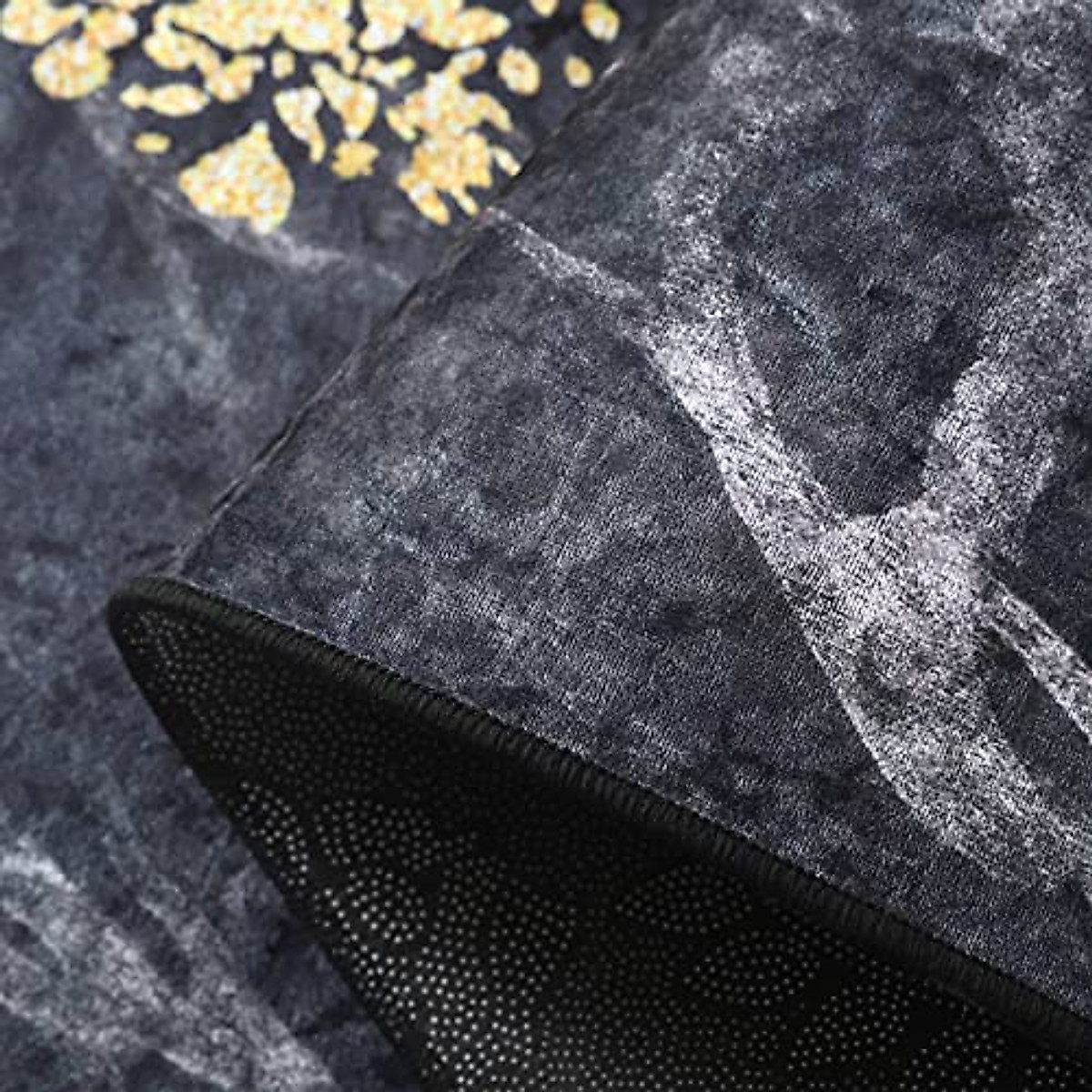 SUIHONG S.H Luxury Area Rug for Living Room Gold Glitter Marble Center Rug Black Grey Modern Bedroom Carpet63'x78'7