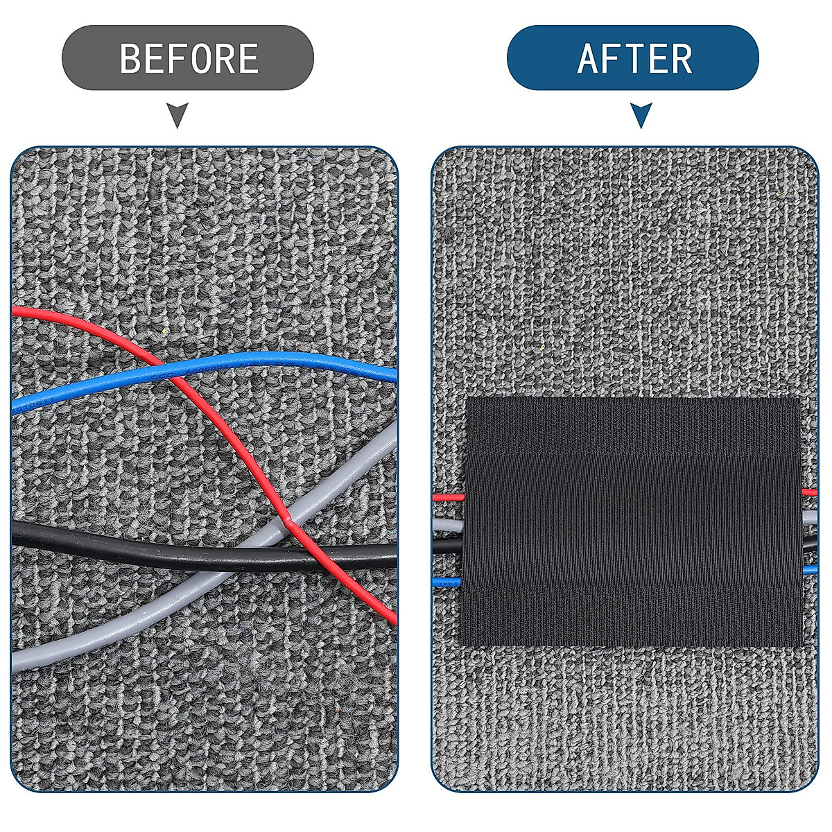 WILLBOND Carpet Cord Cover Cable Grip Floor Cover Cable Protector Management Only for Commercial Office Carpet(Black,147.64 ft)