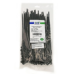 HS Plastic Ties with Screw Holes (100 Pack) 7.5 Inch Mount Head Electrical Zip Ties 50 LBS,UV Black