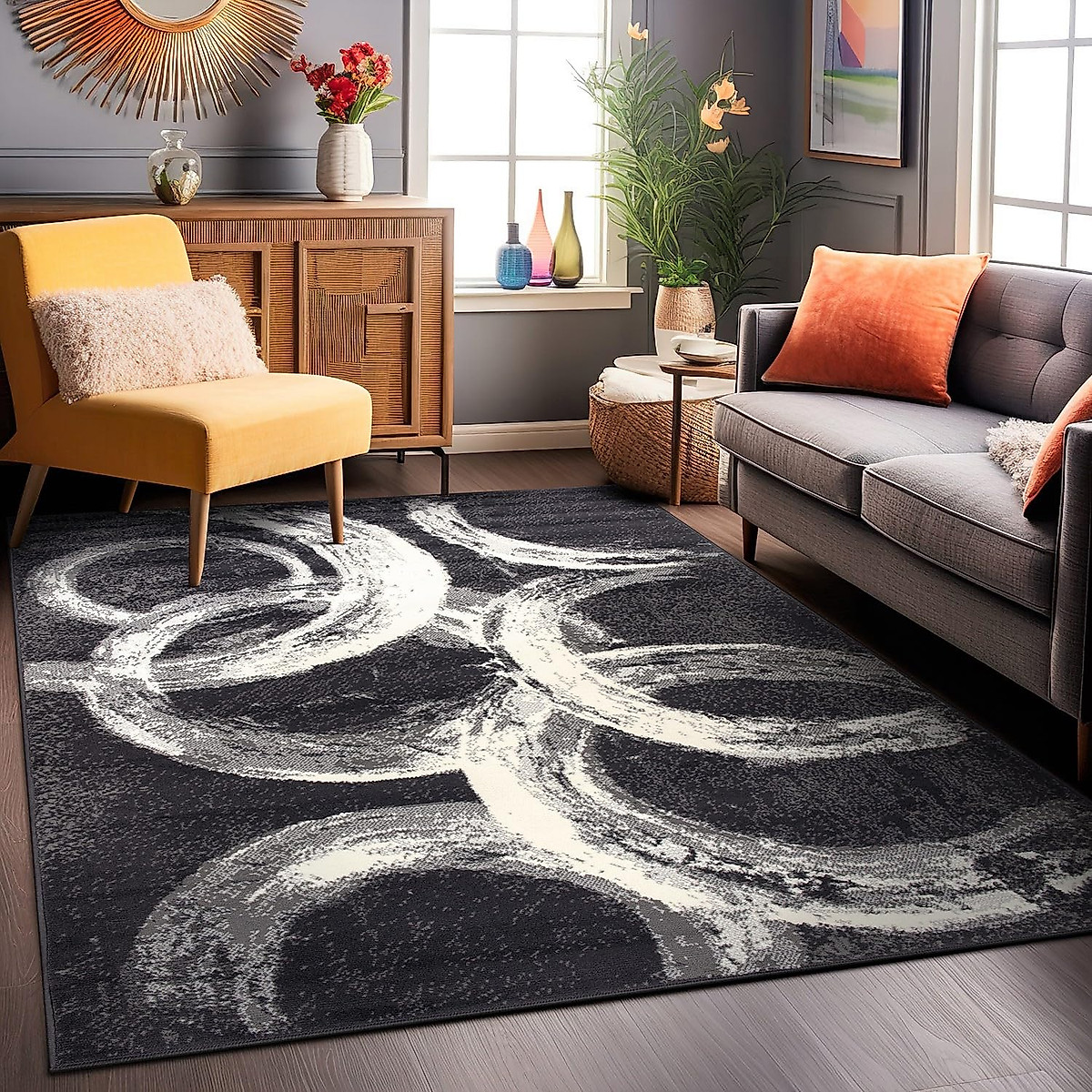 Rugshop Contemporary Bohemian Soft Area Rug 8' x 10' Dark Gray