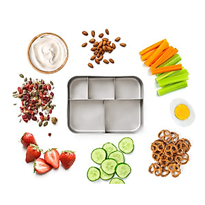 Bits Kits Stainless Steel Bento Box Lunch and Snack Container for Kids and Adults, 5 Sections
