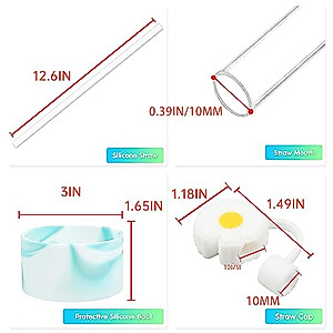 5 PCS Replacement Silicone Straws for Stanley Adventure Quencher Travel Tumbler 40oz Stanley Cup,2 Reusable Clear Straws with 1 Protective Silicone Boot and 10mm Straw Cover