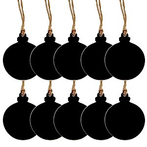 Healifty Mini Two-Sided Chalkboard 10PCS Round Mini Chalkboard with Hemp Rope Blackboard Message Board for Home Decoration Pendant DIY Accessories