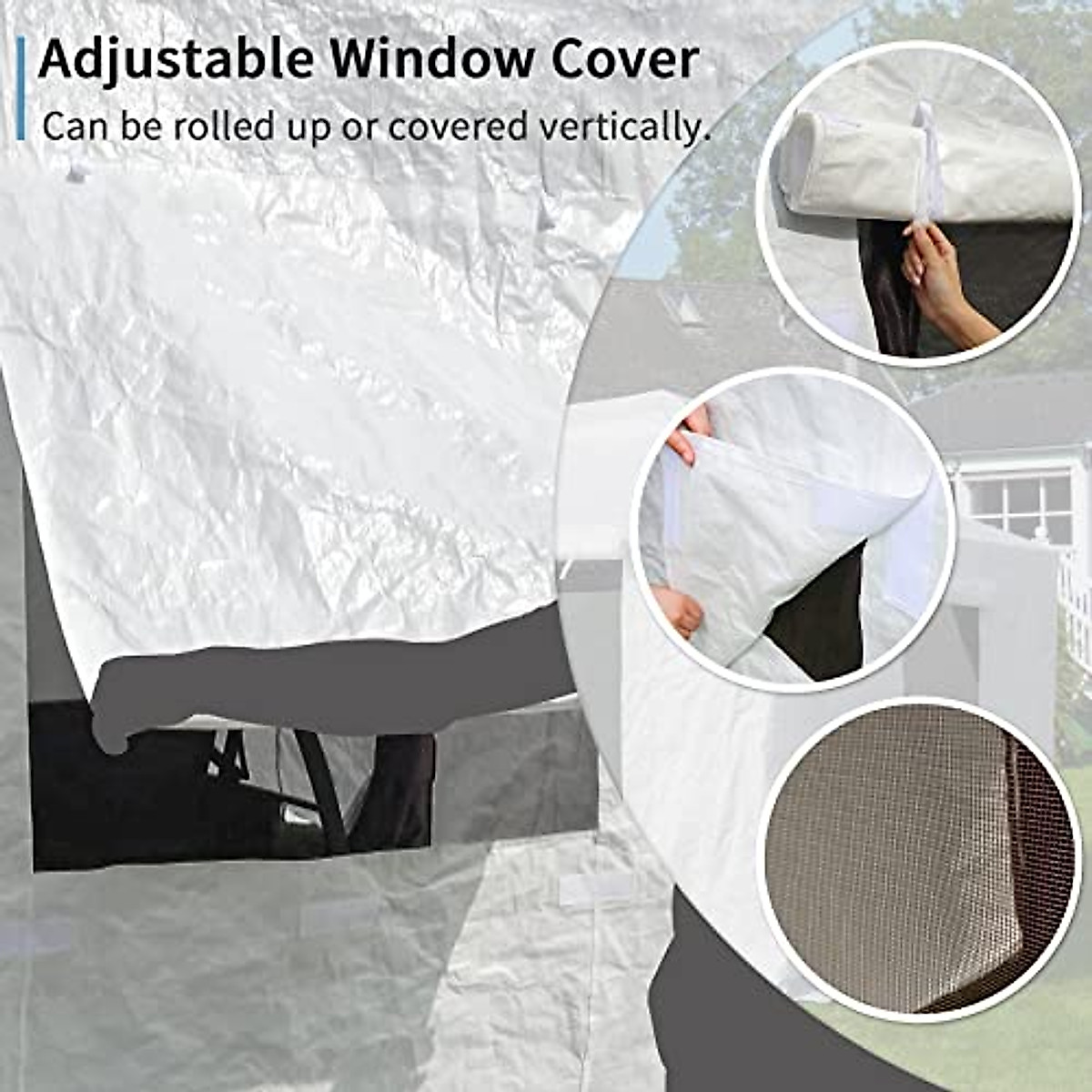 Gazebo Accessories 12' x 16' Universal Winter Gazebo Cover for Hardtop Gazebos,Enclosed Cover with Sidewalls and Mesh Windows Waterproof (White) by domi outdoor living