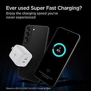 Spigen GaN 452 Total 45W 2 Ports GaN III Tech Dual USB C Wall Charger PD 3.0 Charging Block Compatible with iPhone 14 13 Plus Mini Pro Max 12 iPad Air Galaxy S23 Ultra Plus Z Fold 4 Flip 4 S22 S21
