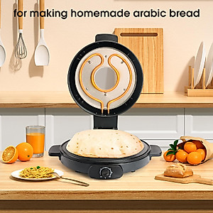 blessny 12" Arabic Bread Maker Machine, Upgrade 2 in 1 Electric Pizza or Pita Making Oven for Home, 1800W with 110V US Plug and Temperature Adjust