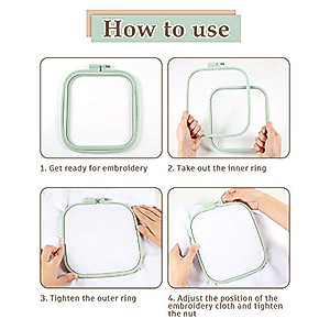 Pllieay 5 Pieces 5 Sizes Square Embroidery Hoops, ABS Plastic Embroidery Hoops for DIY Embroidery Craft