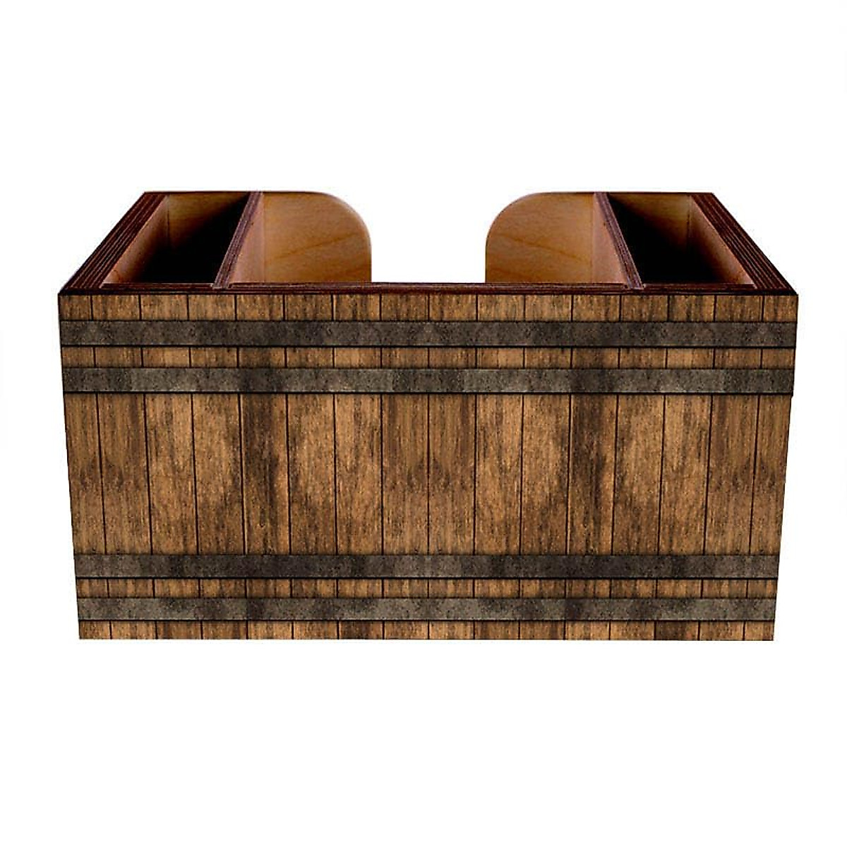 Bar Caddy - Rustic Wood Planks Design - 3 Compartment Caddy