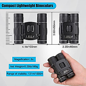 Anourney 8x21 Mini Compact Pocket Binoculars, Lightweight Foldable Binoculars,Easy Focus Small Binoculars for Adults Kids Bird Watching,Opera Concert, Travel, Hiking, Outdoor Scenery, Football Game