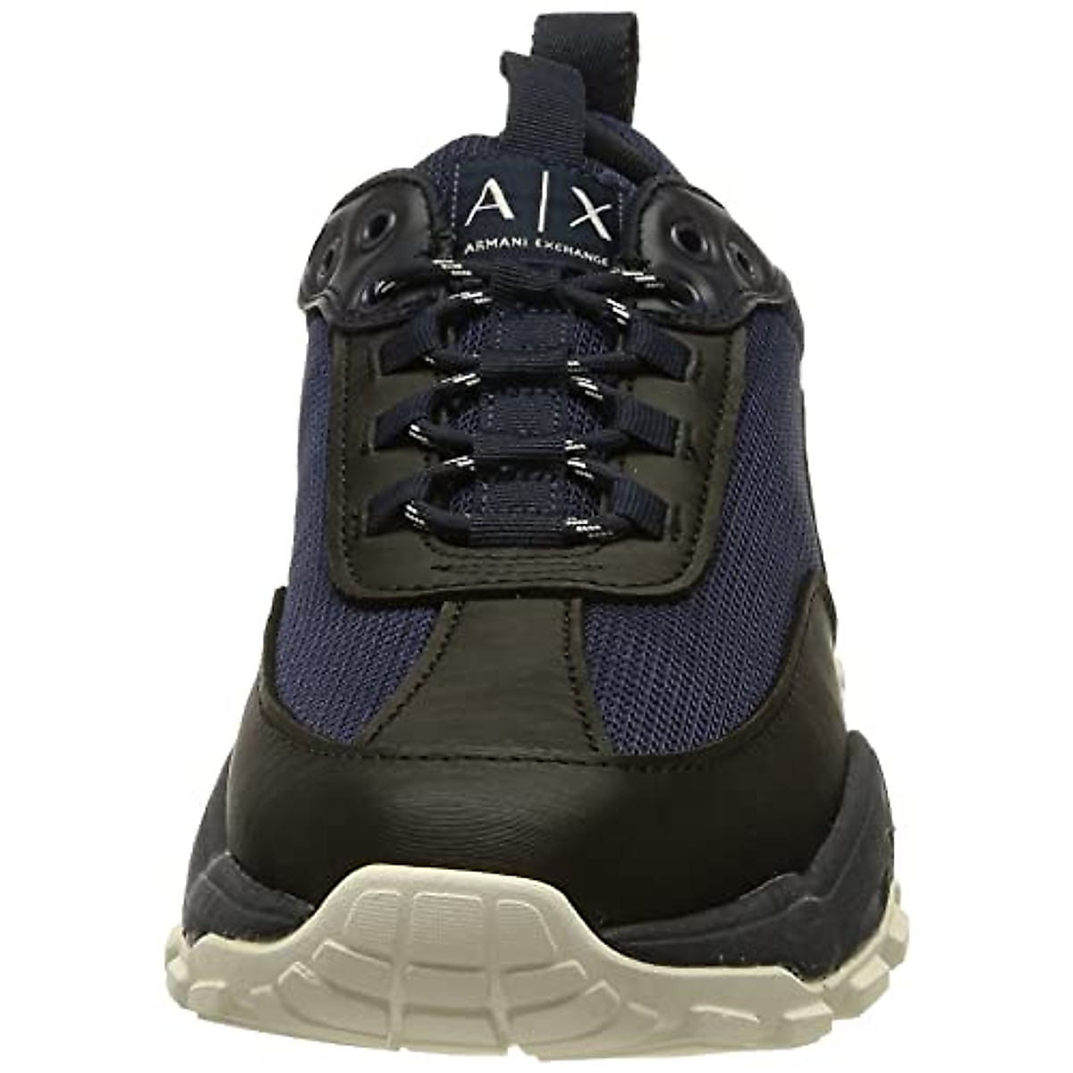 AX Armani Exchange mens Elevated Sporty Fashion Sneaker, Black+blue, 9.5 US