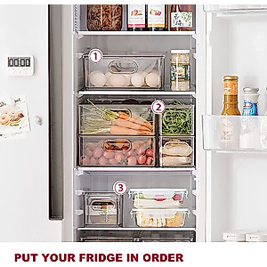 Refrigerator Organizer Bins with Pull-out Drawer, Large Stackable Fridge Drawer Organizer Set with Handle, BPA-free Drawable Clear Storage Cases for Freezer, Cabinet, Kitchen, Pantry Organization