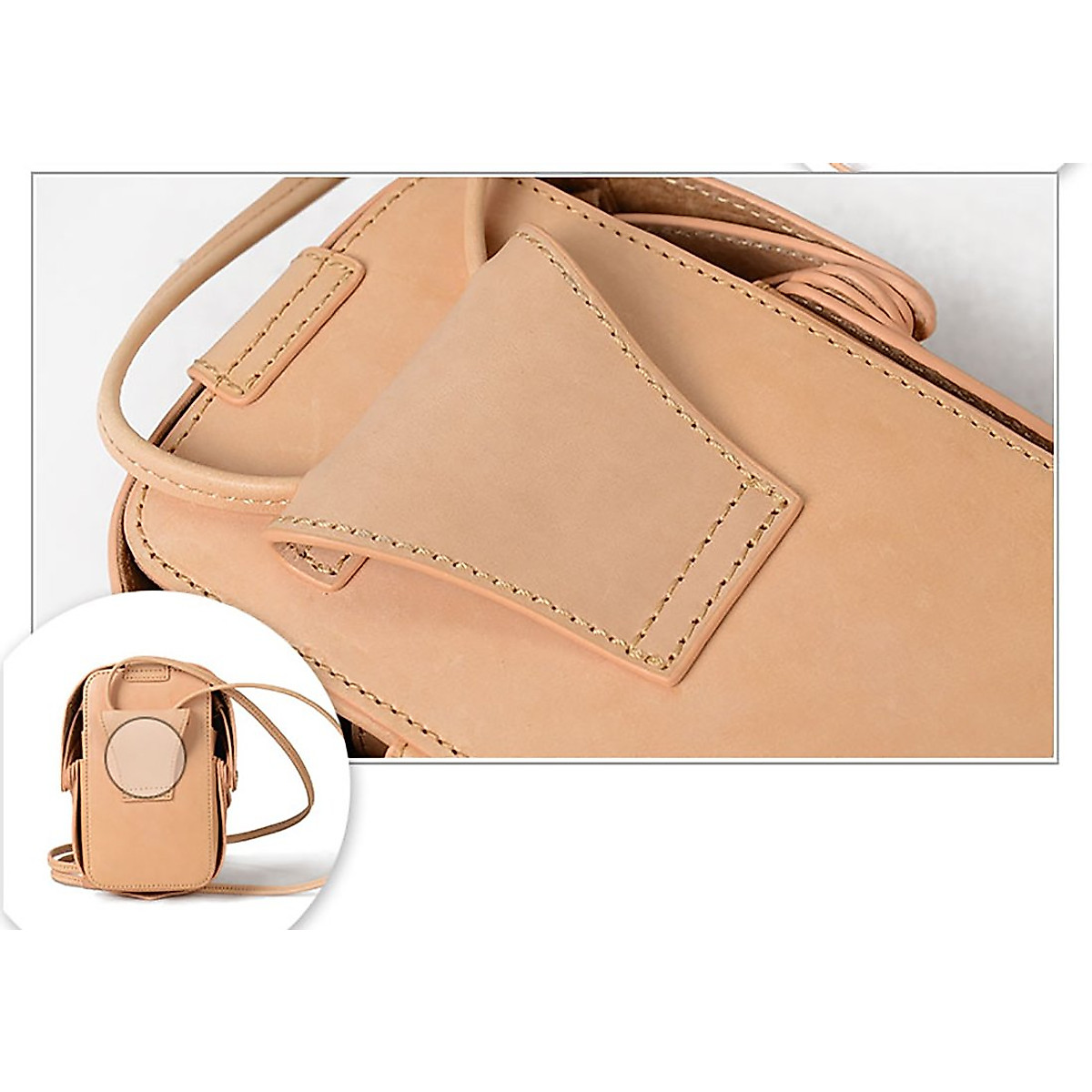 AUMI 4 Cellphone Crossbody Tan Beetle Bag Mini Cell Phone Purse Genuine Leather