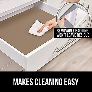 Gorilla Grip Stick Adhesive Removable Liner and Smooth Drawer Liner, Adhesive Liner Size 17.5x10, Contact Liner for Book Covers, Smooth Liner Size 17.5x20, Non Adhesive, Both in Beige, 2 Item Bundle