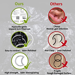 VOJO G23 Titanium Moon Daith Rook Piercing Earrings Jewelry Tragus Helix Nose Rings Cartilage for Women (8mm, CZ Silver)