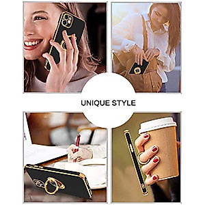 BENTOBEN iPhone 11 Case with 360° Ring Holder, Shockproof Slim Kickstand Magnetic Support Car Mount Women Men Non-Slip Protective Phone Case for iPhone 11 6.1", Black/Gold