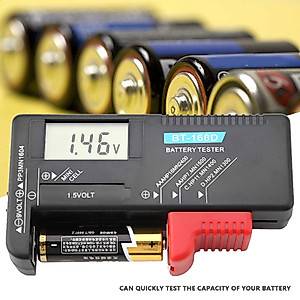 Universal Digital Battery Tester, Digital LCD AA/AAA /C/D /9V/1.5V Button Cell Battery Volt Tester, Quickly Test All Different Kinds of Batteries