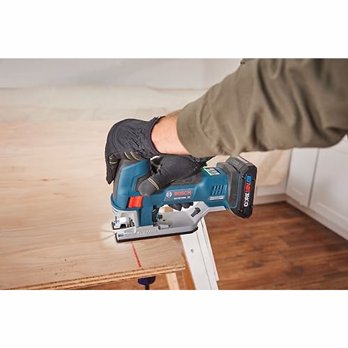 BOSCH GST18V-60BCN 18V Brushless Connected Barrel-Grip Jig Saw, 3,800 SPM, LED Light, Tool-free Blade Change (Bare Tool)