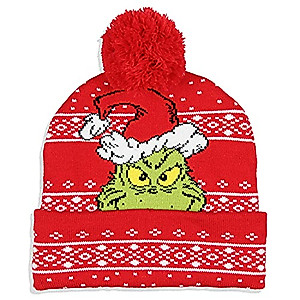 Dr. Seuss The Grinch Who Stole Christmas Knit Scarf & Pom Beanie Set