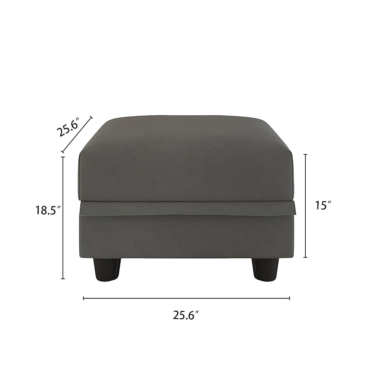 LLappuil Storage Ottoman Module Square Footrest for Modular Sectional Sofa Seat Cube, Faux Leather Fabic Foot Stool (Dark Grey)