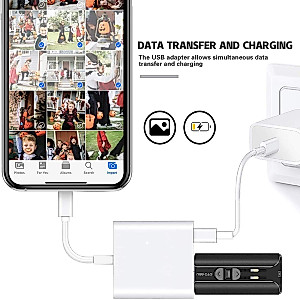 sharllen Lightning USB Camera Adapter,Apple Certified USB Female OTG Reader Connector Charging Port Phone Charger Cable Cord Compatible iPhone/iPad/iPod,USB Drive,MIDI Keyboard,Mouse iOS9.2-14+