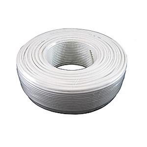 Phone Cable 300ft Rounded White Roll (100m Long) 4x1/0.4 26 AWG Gauge Solid Wire -Round Telephone Cord Line Extension Bulk Rool Reel -compatible with RJ11 4P4C Crimp End Connector Jack - Tupavco TP801