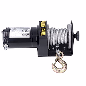 Electric Winch, 24V 2000LBS Load Capacity Electric Steel Cable ATV Winch Kits with Handheld Controller, Electric Winch kit with Buckle Design Alloy Steel Hook for Towing Boat Off Road Trailer