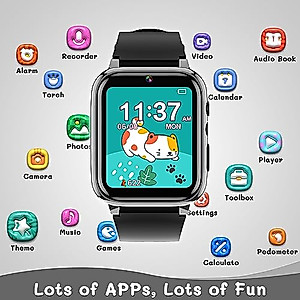 Spodus Kids Smart Watch Boys, Kids Watch for Boys Ages 5-7 3-5 8-12, Toddler Toy Watch with 26 Games Step Counter Pedometer Learning Card Audio Book Educational Watch for Boys