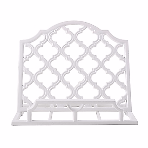 Vintage Cast Iron Cookbook Stand Holder Large Cookbook Holder White Metal Cookbook Stand for Kitchen iPad Recipe Book Stand