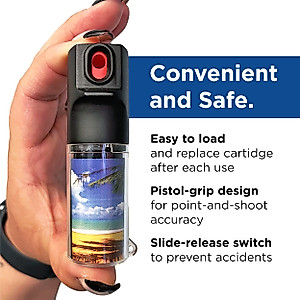 Mace Brand Chameleon Pepper Spray — Change Look of Spray with Included Skins, American Flag, Beach & Camo Patterns — 10’ Pepper Spray, Mace Self Defense Pepper Spray for Women/Men, Made in The USA