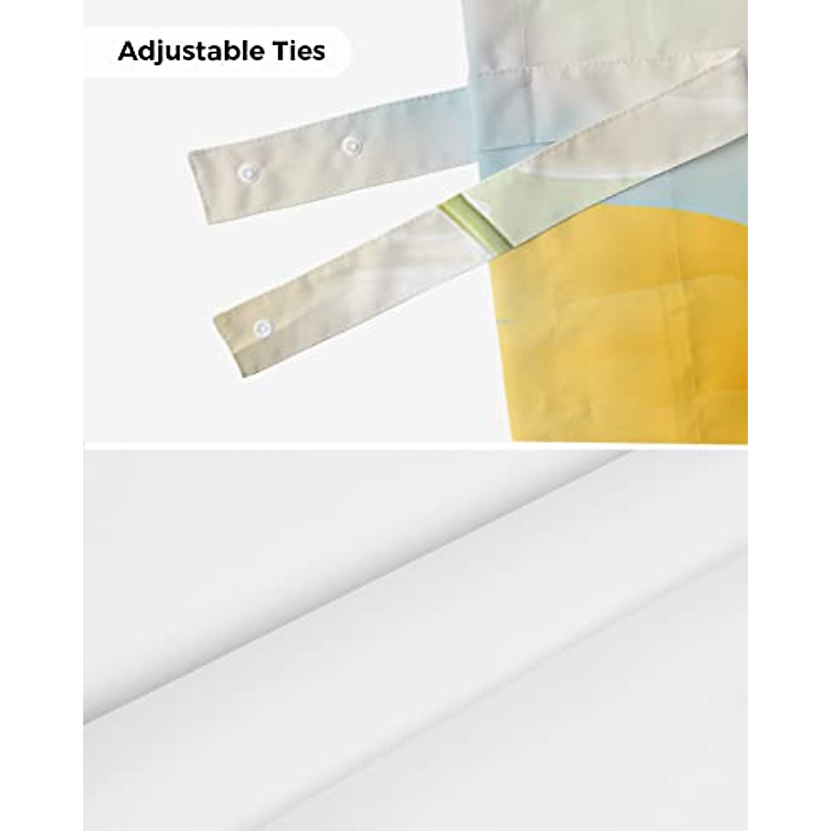 Sabolny Tulip Floral Tie Up Valance Curtain for Kitchen Living Room Bedroom Bathroom Cafe, Rod Pocket Small Short Window Drape Panel Adjustable Drapary Print, Spring Gold White Flower Bow 60"x18"