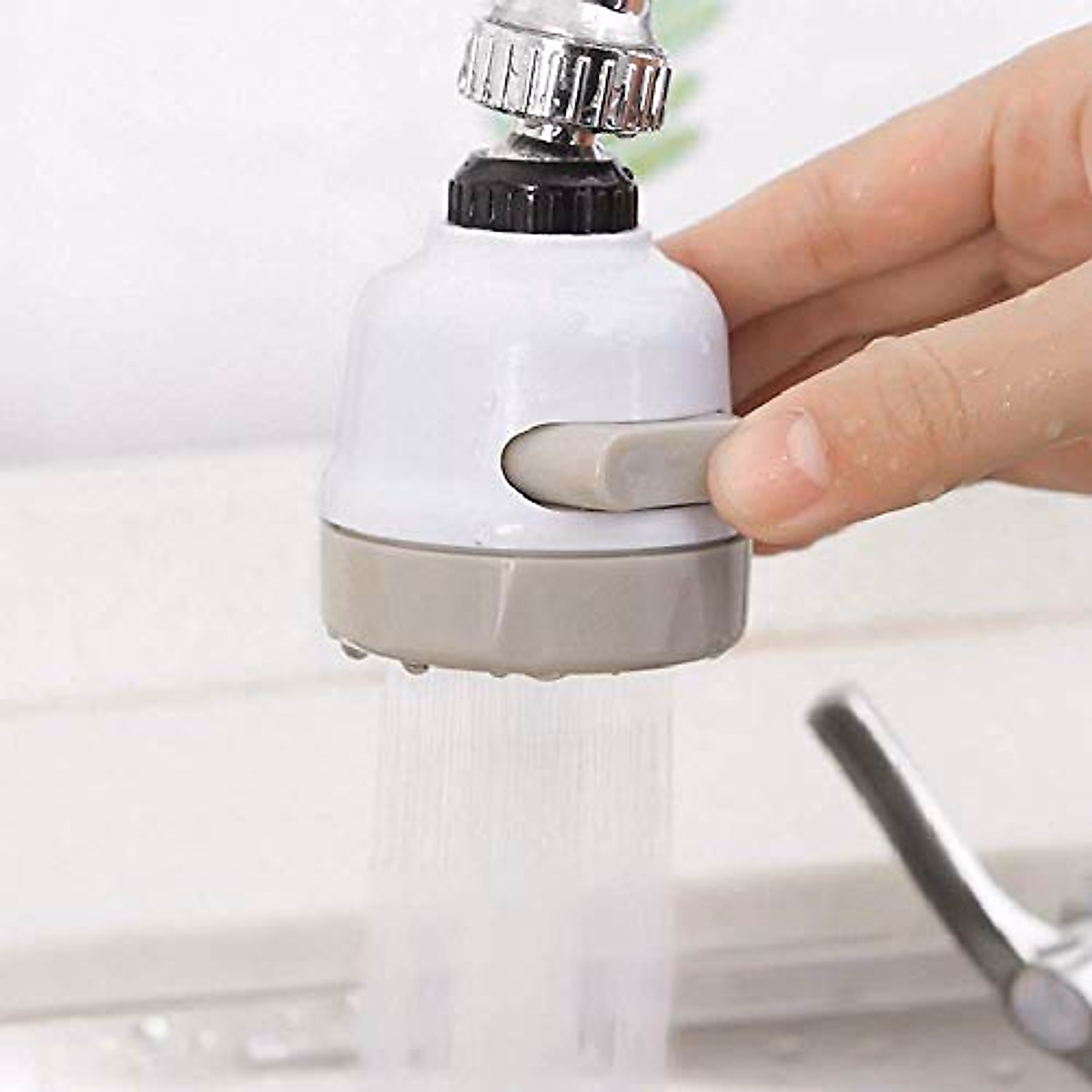 360° Rotatable Faucet Sprayer, 2pcs ABS Kitchen Saving Tap Head Movable Kitchen Sink Faucet Water Spray Three Gear Adjustable