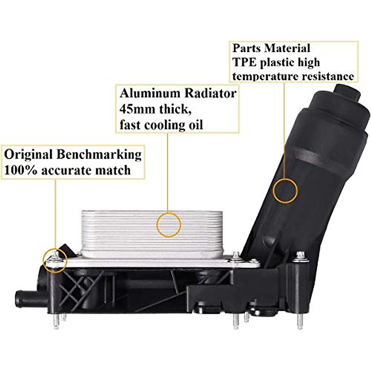 5184294AE Oil Filter Adapter Housing compatible with 2011 2012 2013 Chrysler Dodge Jeep 3.6L V6 Engine Oil Cooler Filter Assembly - 5184294AE oil filter housing by Lucky Seven