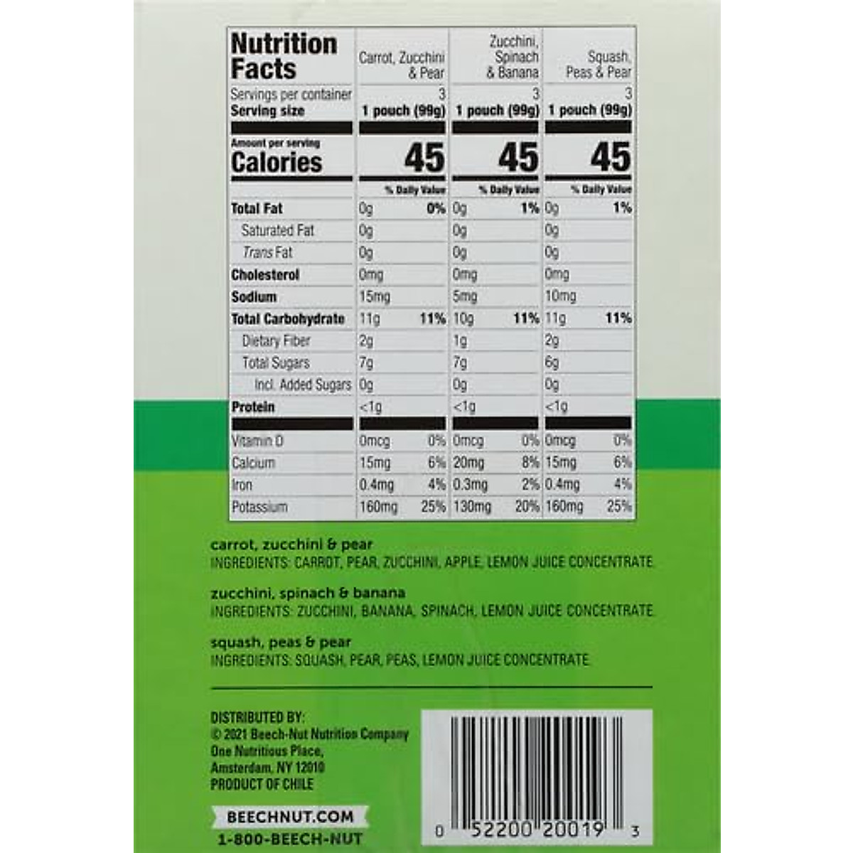 Beech-Nut Veggies Stage 2 Baby Food Variety Pack, 3.5 oz Pouch (9 Pack)