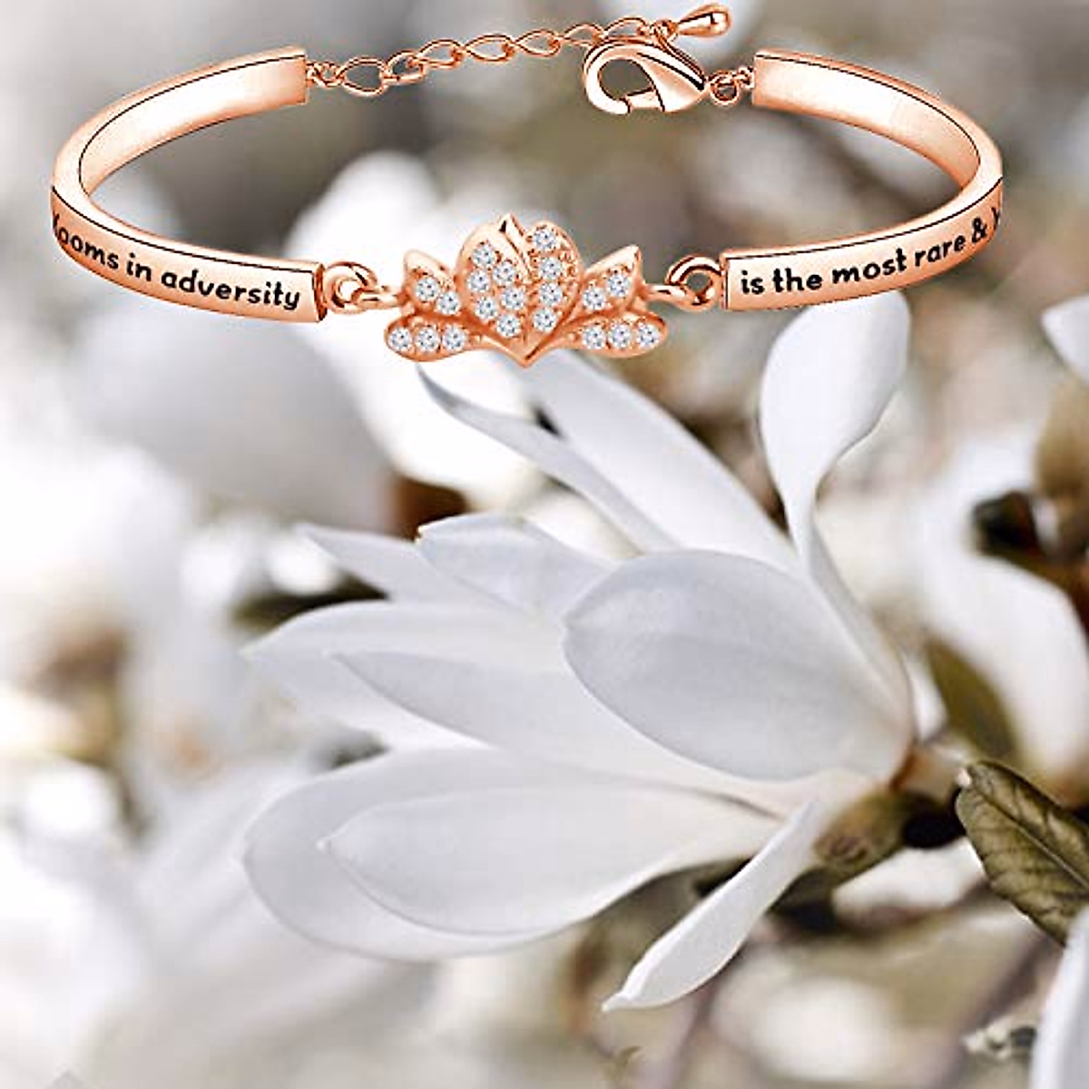 KUIYAI Mulan Jewelry Flower Charm Bracelet The Flower That Blooms in Adversity is The Most Rare and Beautiful of All Princess Bracelet Jewelry (RG Bracelet)