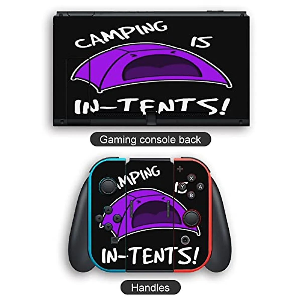 Camping is in Tents Compatible with Switch/Switch Lite Console Joy-Con Dock Sticker Skin Full Set Cute Stickers Cover for Switch