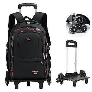 Rolling Backpack for Boys Girls Trolley Bag with Wheels Roller Backpack for Kids Wheeled Middle School Bookbags