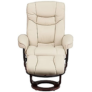 Flash Furniture Recliner Chair with Ottoman | Beige LeatherSoft Swivel Recliner Chair with Ottoman Footrest