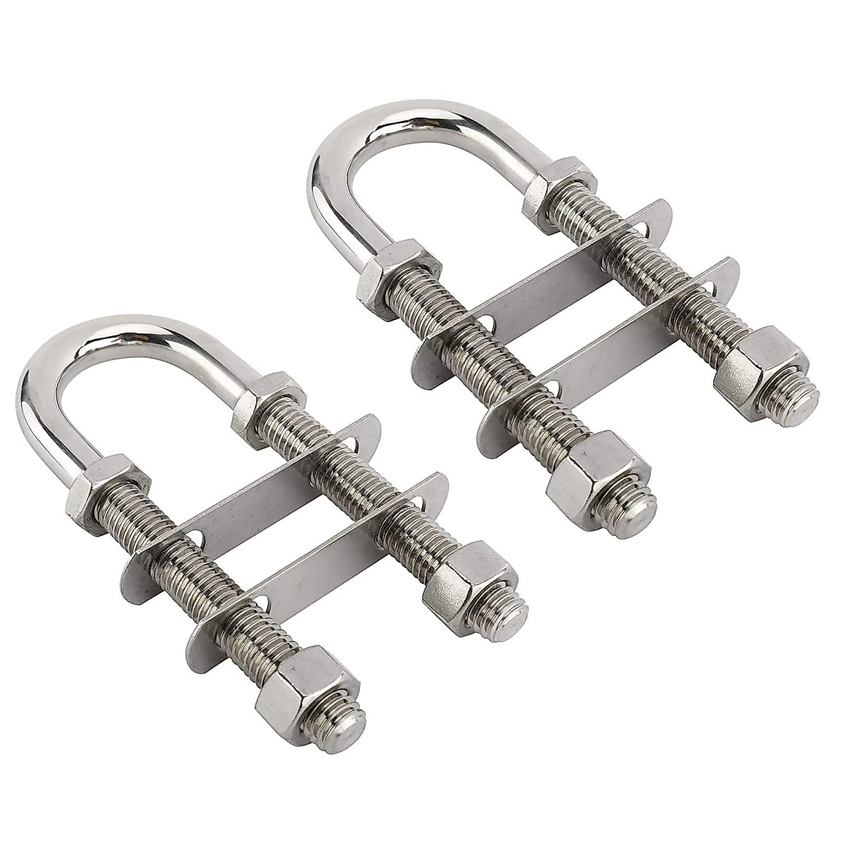 YaeMarine 2-Pack 3/8" Dia Stainless Steel Marine Boat Stern Bow Eye Tie Down U Bolt Thread Length 2-1/2", 3", 3-1/2" Option (3/8" Dia x 3-1/2" Thread Length, 5" Overall Length)