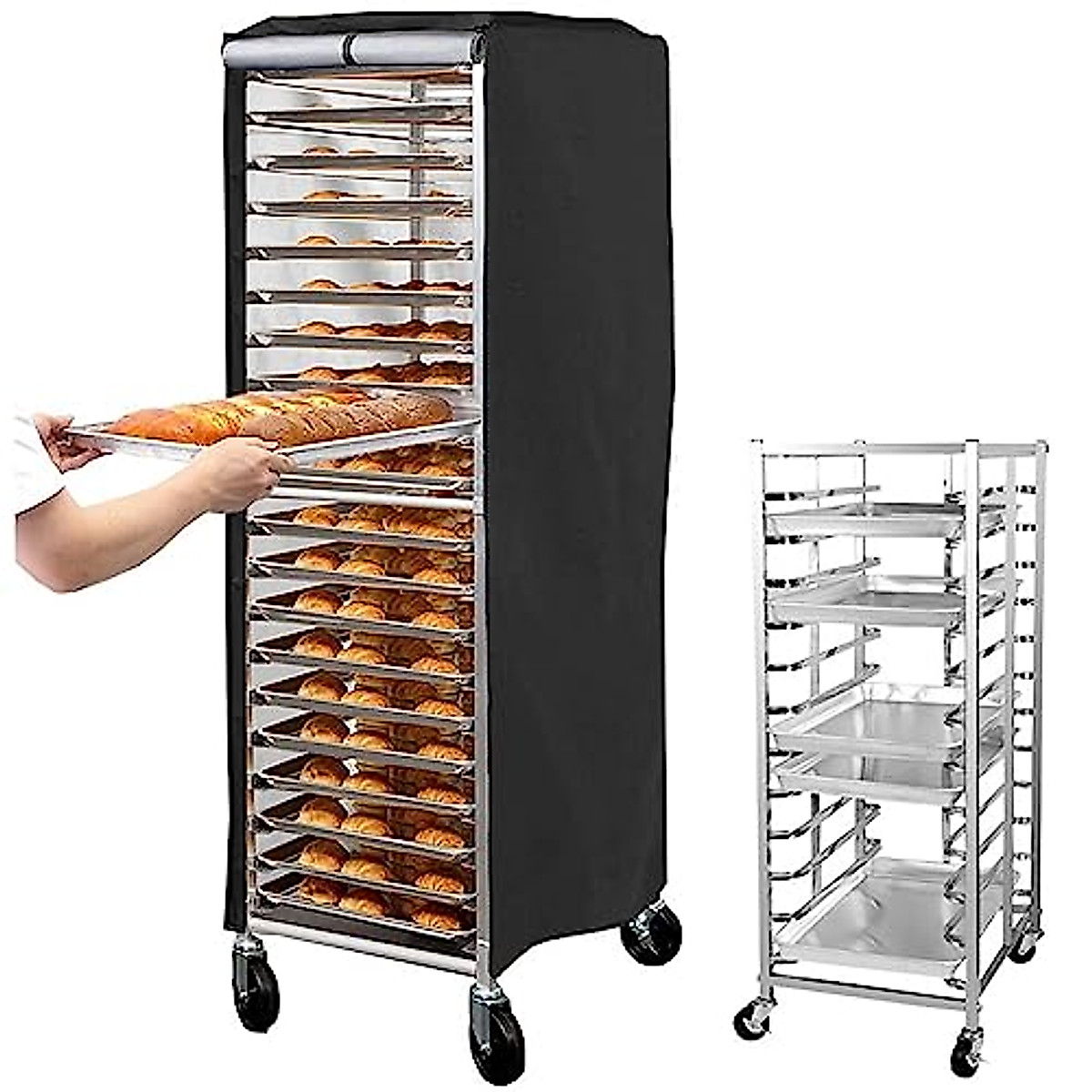Pan Rack Cover, High Density Waterproof and Dustproof Bread Rack Cover, 23"x28"x64", Bakery Single Rack Covers